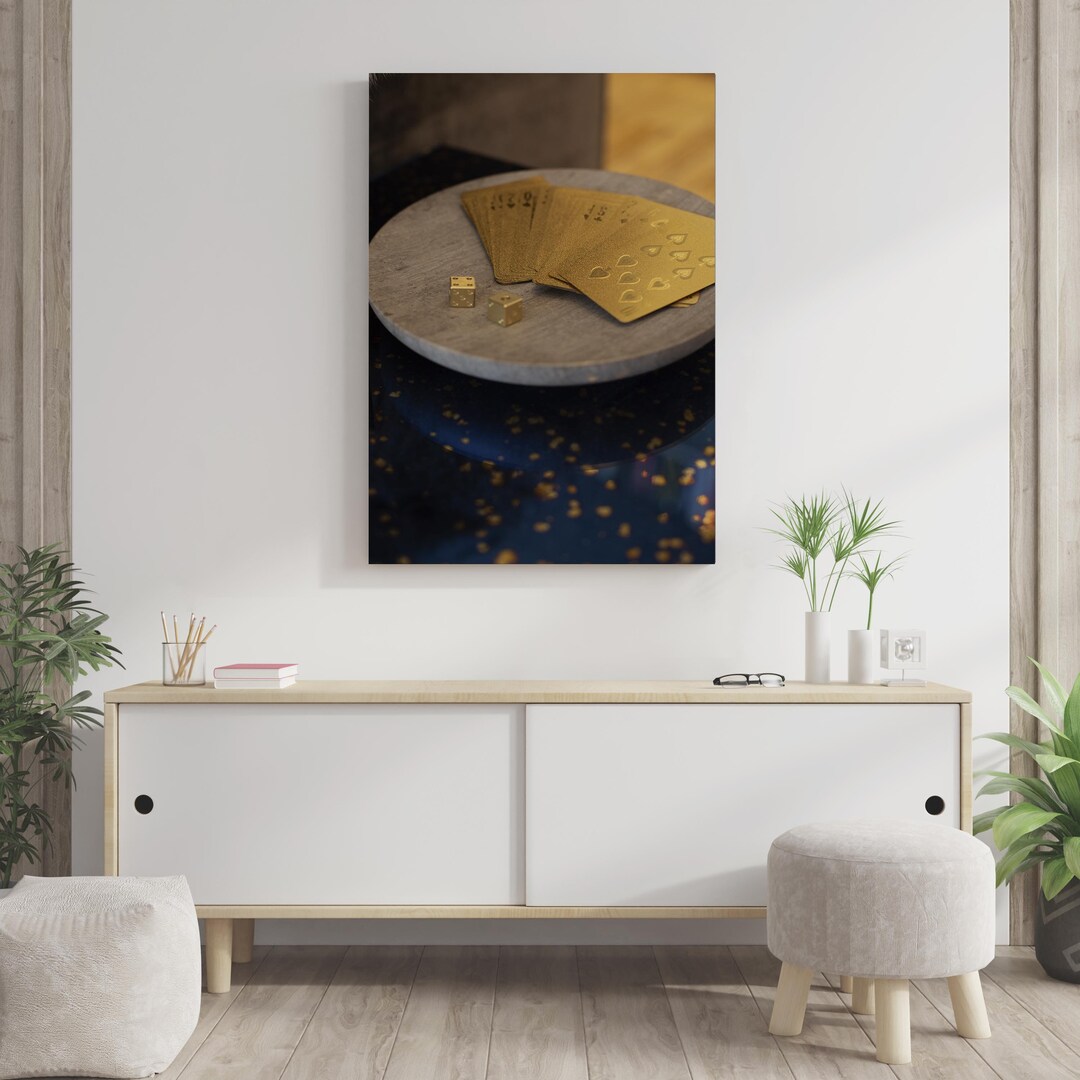 Gold Playing Cards and Dice Wall Art Casino Decor Poker Player Gift ...