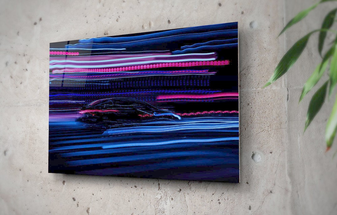 Speedy Neon Car Wall Art Night City Streets Life Racer Gift Idea ...