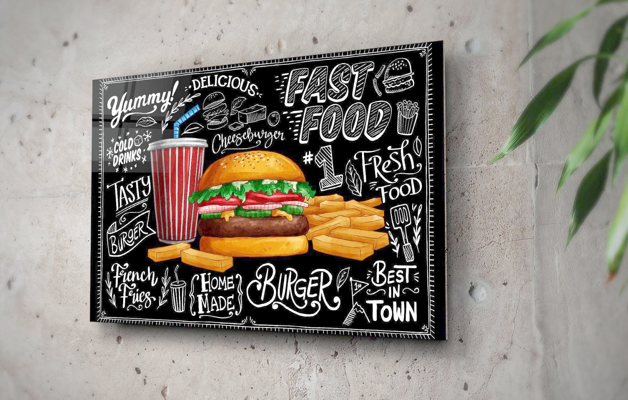Fast Food Wall Art Modern Diner Decor Hamburger Coke French | Etsy