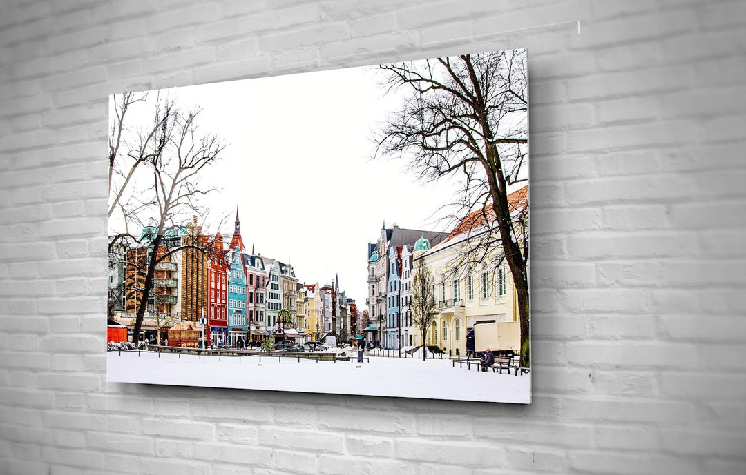 Winter Belgium Wall Art Small Town View Tempered Glass Print - Etsy