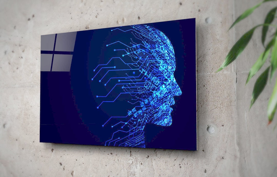 Circuit Board Human Head Wall Art AI Face Information Technology Art IT ...