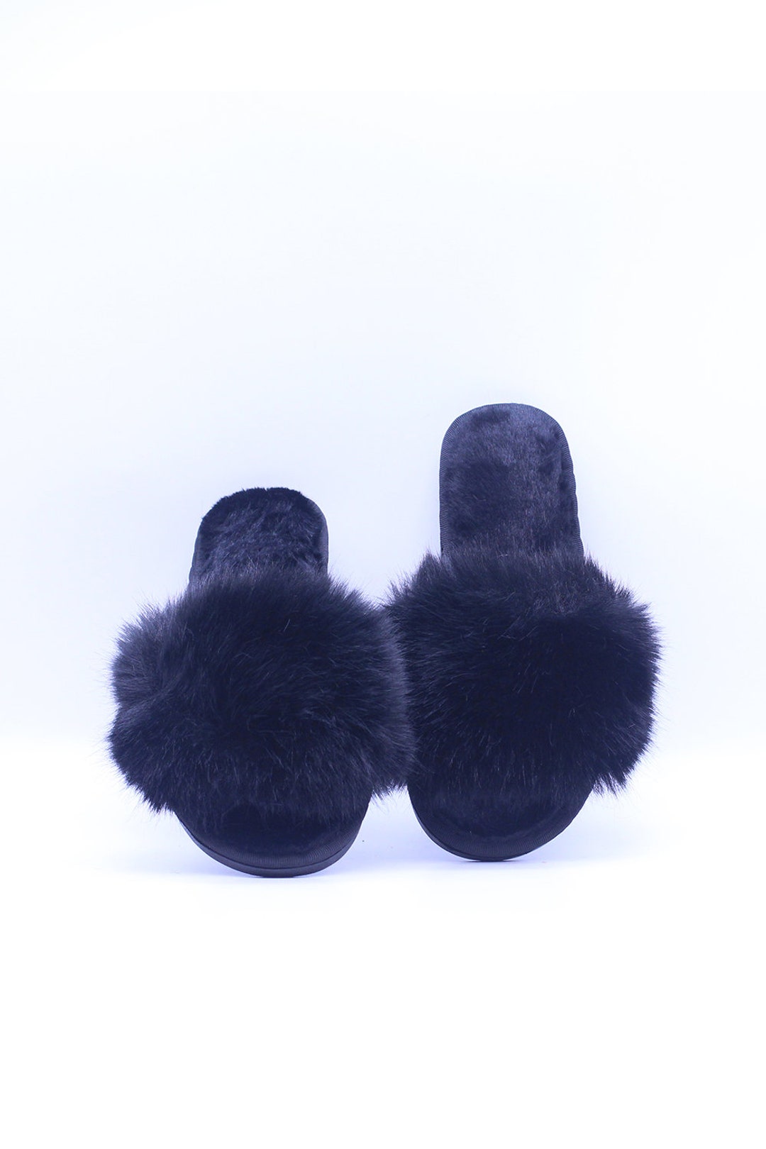 Ladies' Fluffy Faux Fur Open Toe House Slipper/ Cute and Comfy/ Flat ...