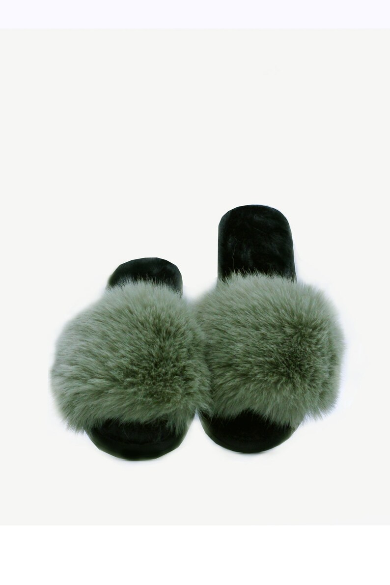 Ladies' Fluffy Faux Fur Open Toe House Slipper/ Cute and Comfy/ Flat ...