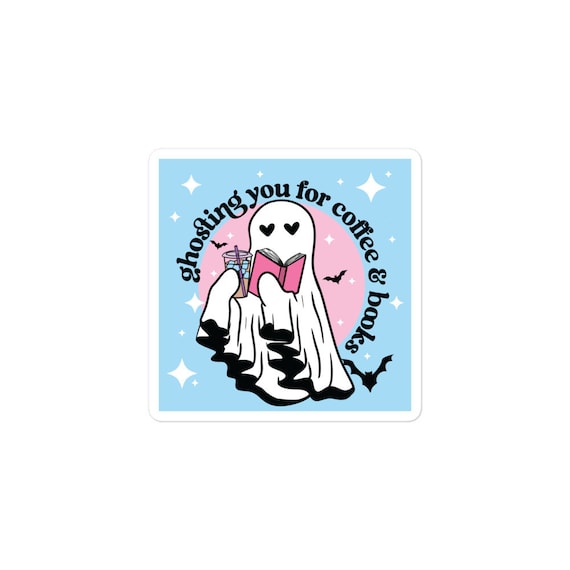 Ghost Book Sticker Coffee & Books Sticker Halloween - Etsy