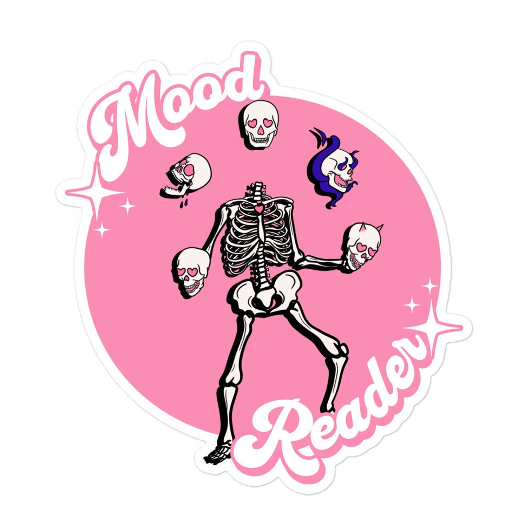 Mood Reader Skeleton Sticker | Bookish Kindle Sticker | Spooky Book ...