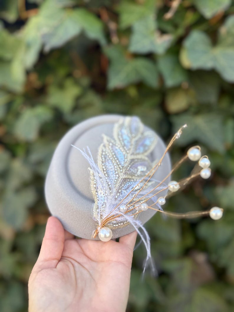 Vintage Pearl & Sequin Fascinator Hat – Handmade Cocktail Hat, Gatsby ...