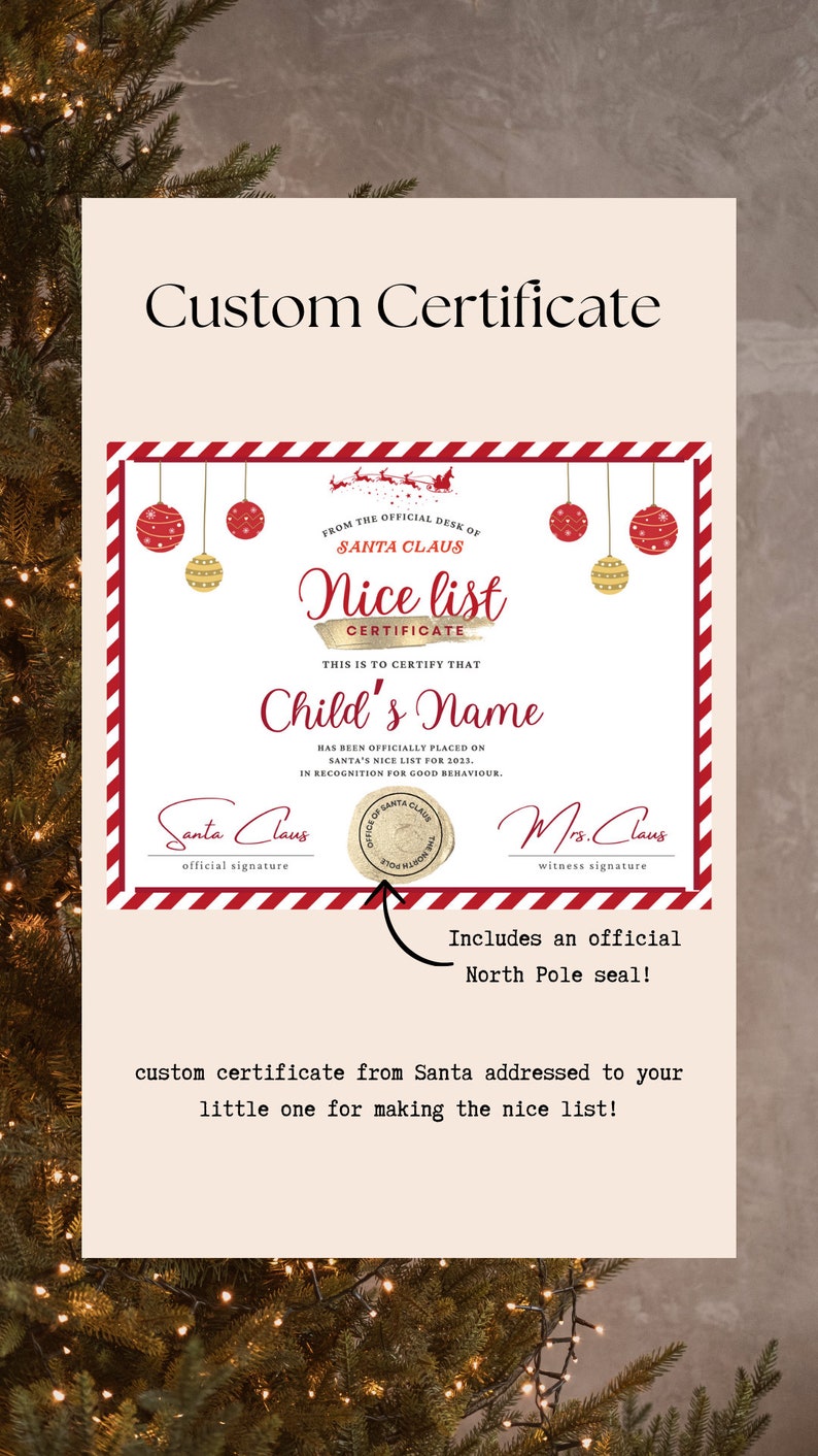 Letter From Santa, Nice List Certificate DOWNLOAD, Printable Template ...