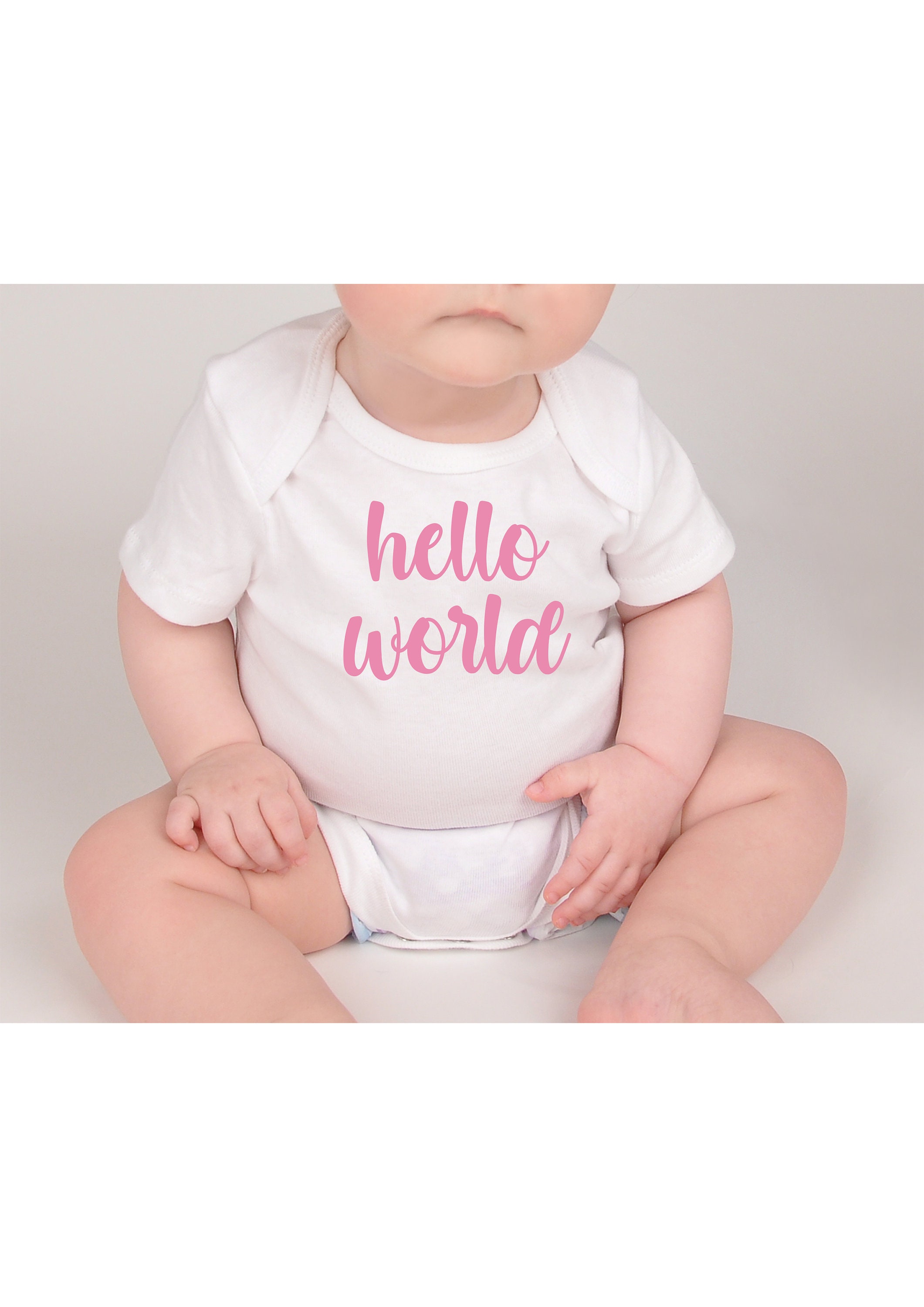 Hello World Unisex Baby Vest, Bodysuit, New Baby Gift, Baby Shower Gift ...