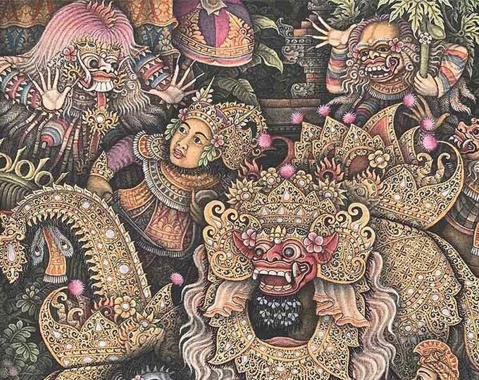 Balinese Barong and Rangda Painting, Bali Temple, Topeng Monyet ...