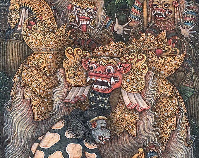 Original Painting Barong Rangda and Celuluk, Topeng Monyet, Balinese ...