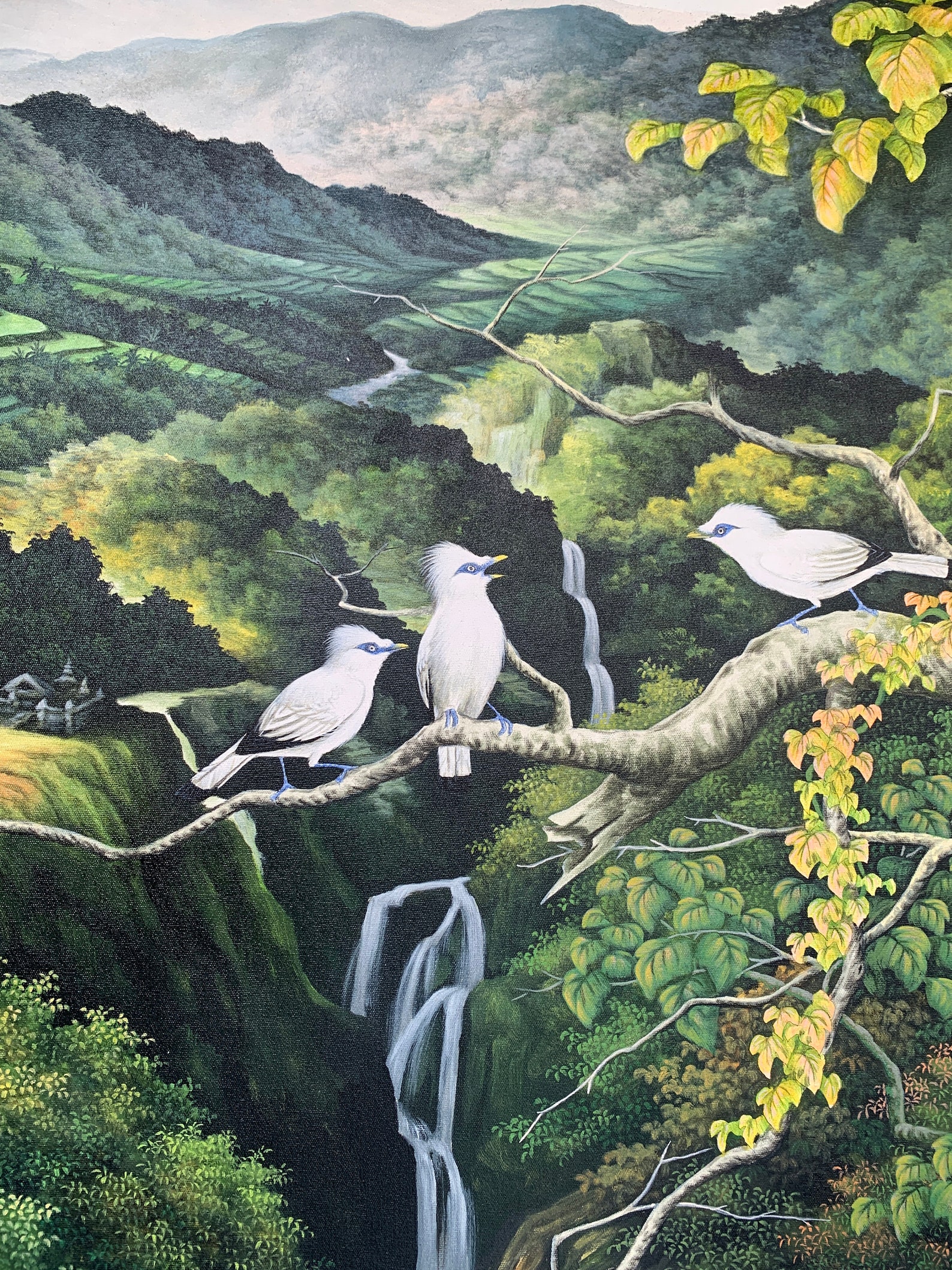 Nature Painting, Realistic Landscape Painting, Mountain Art, Waterfall ...