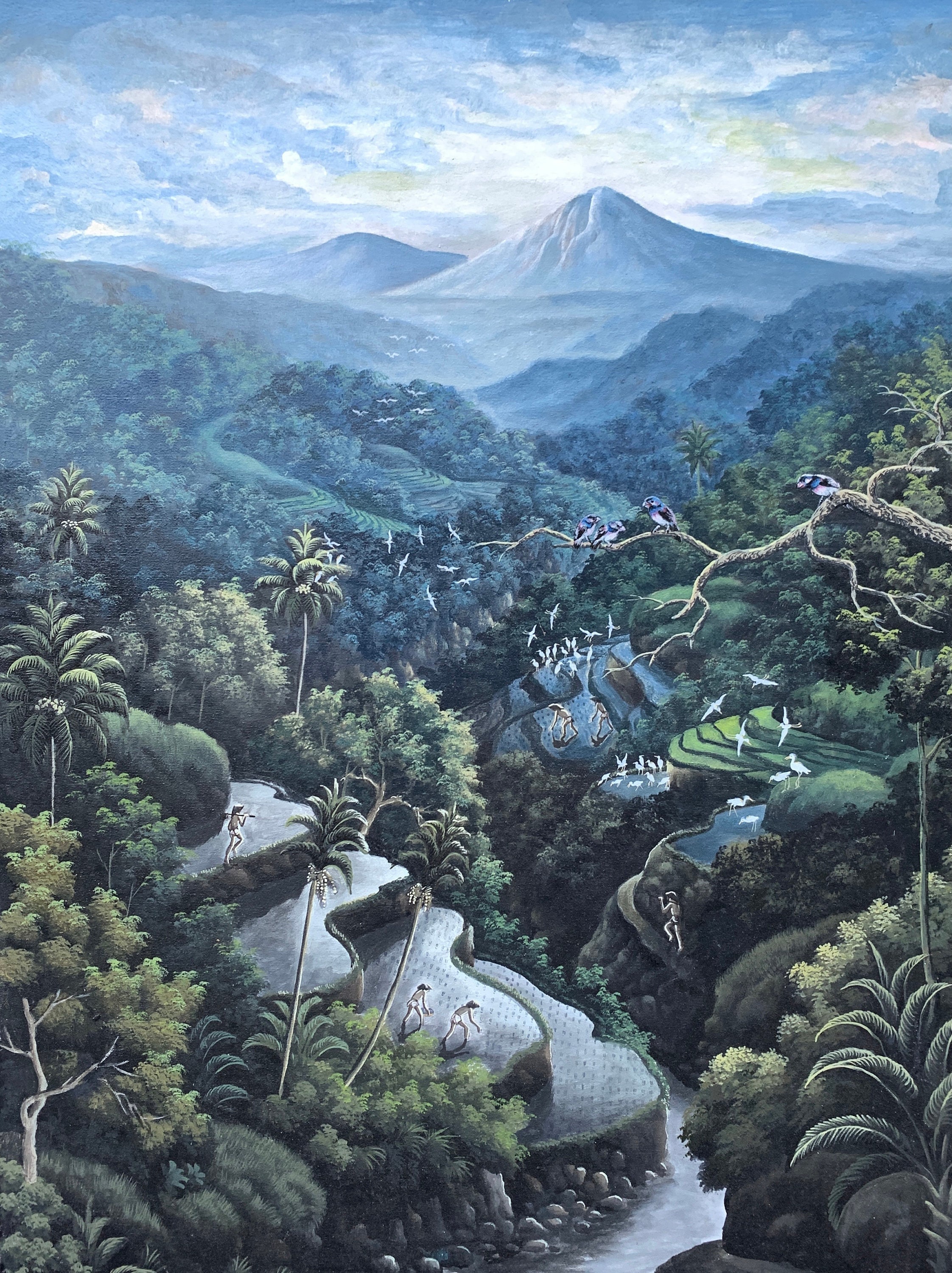 Rice Terraces Painting, Beautiful Landscape Wall Decor, Mountain ...