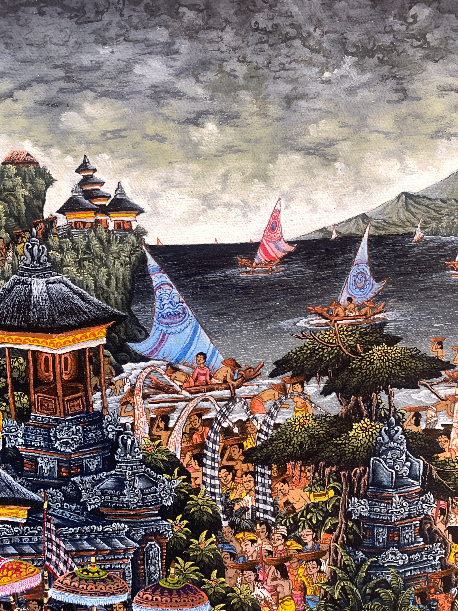 Balinese Ceremony Painting Melasti Ubud Style Painting Bali | Etsy