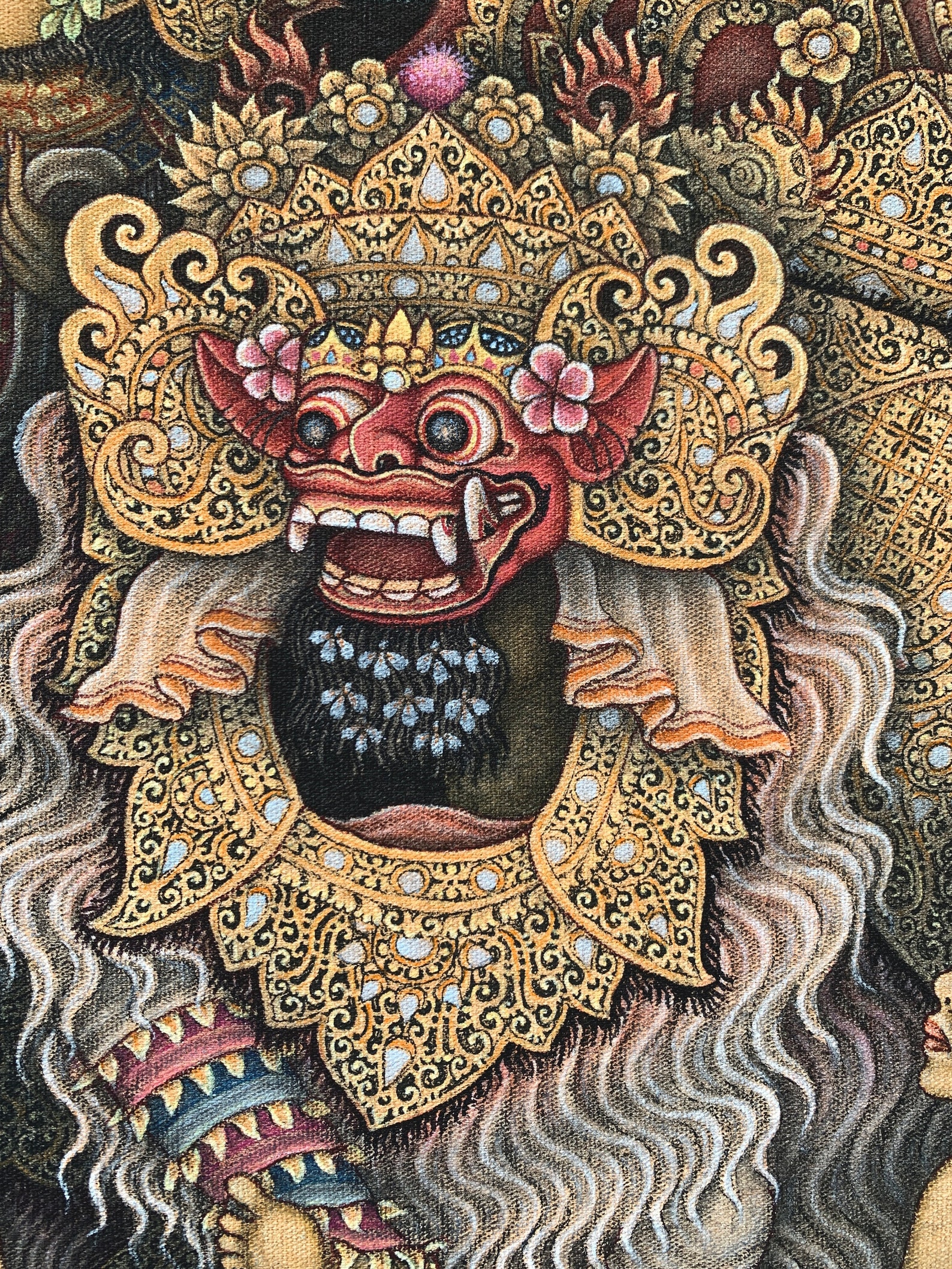 Balinese Barong and Rangda Painting, Bali Temple, Topeng Monyet ...