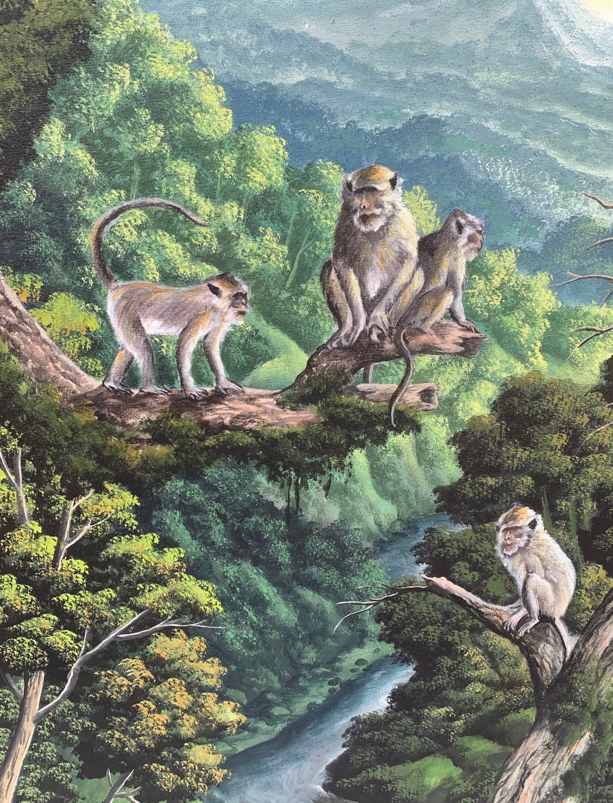 Monkeys and Tropical Jungle Painting Monkey Wall Art - Etsy