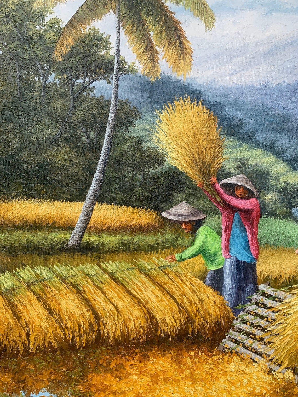 Huge Harvesting Painting Fengshui Art Rice Harvest Painting - Etsy