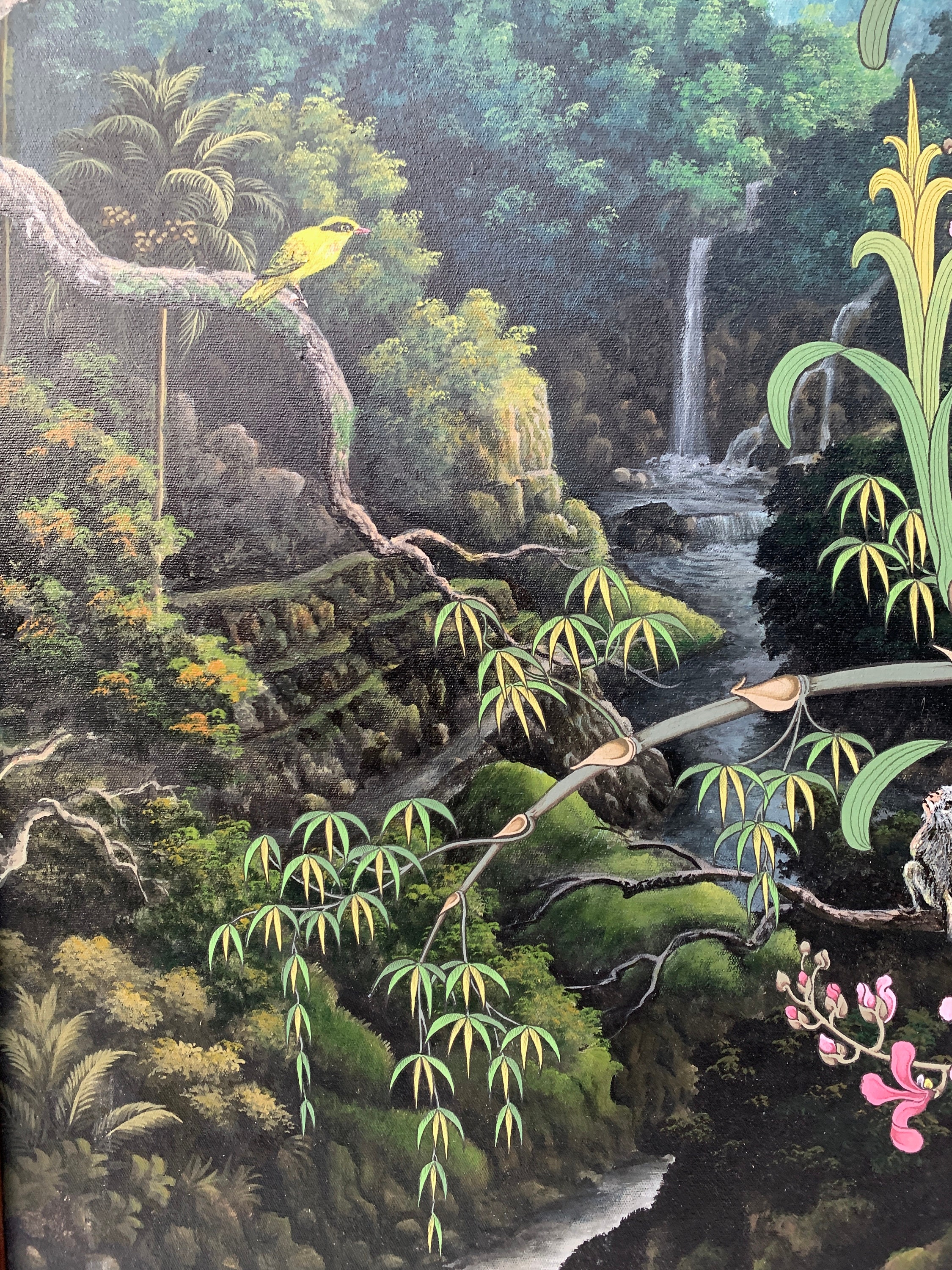 Monkeys and Tropical Jungle Painting, Monkey Wall Art, Waterfal ...