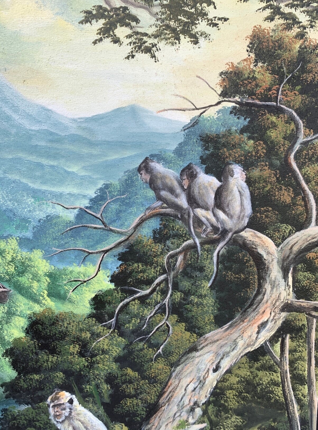 Monkeys and Tropical Jungle Painting Monkey Wall Art - Etsy