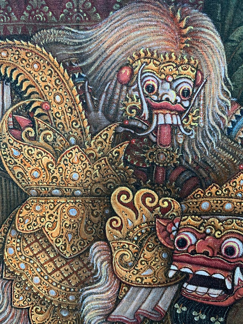Original Painting Barong Rangda and Celuluk, Topeng Monyet, Balinese ...