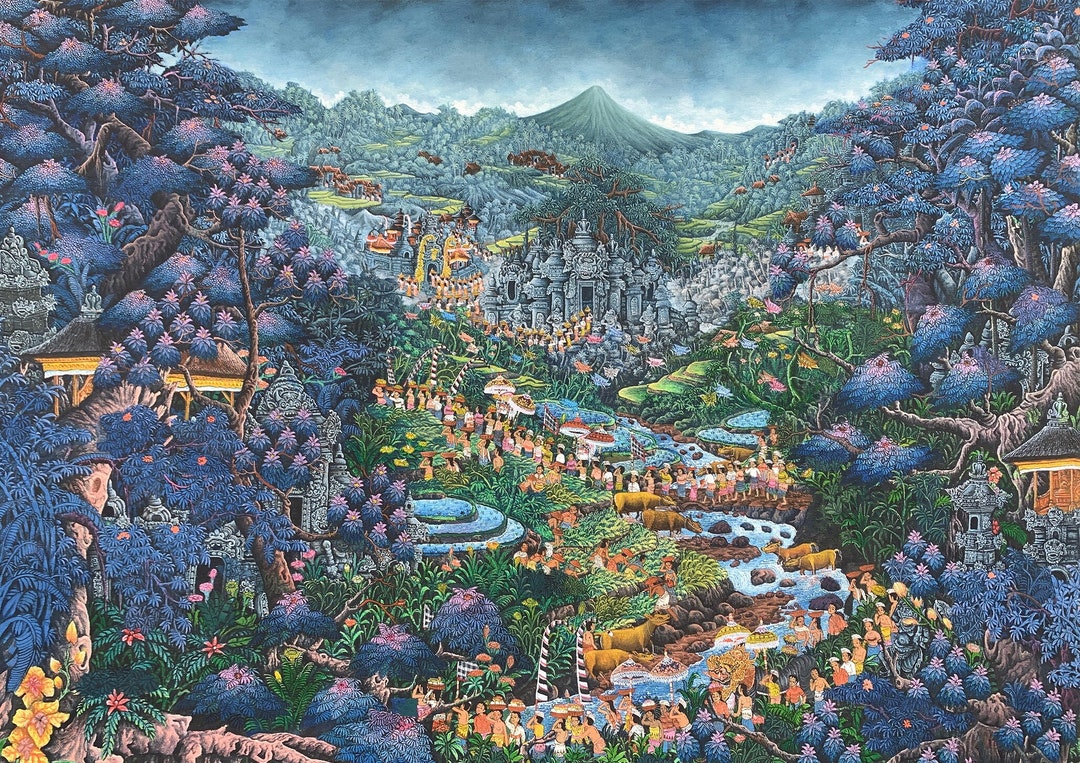 Beautiful Iringan Balinese Ceremony Painting, Original Bali Painting ...