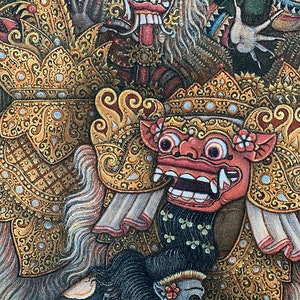 Original Painting Barong Rangda and Celuluk, Topeng Monyet, Balinese ...