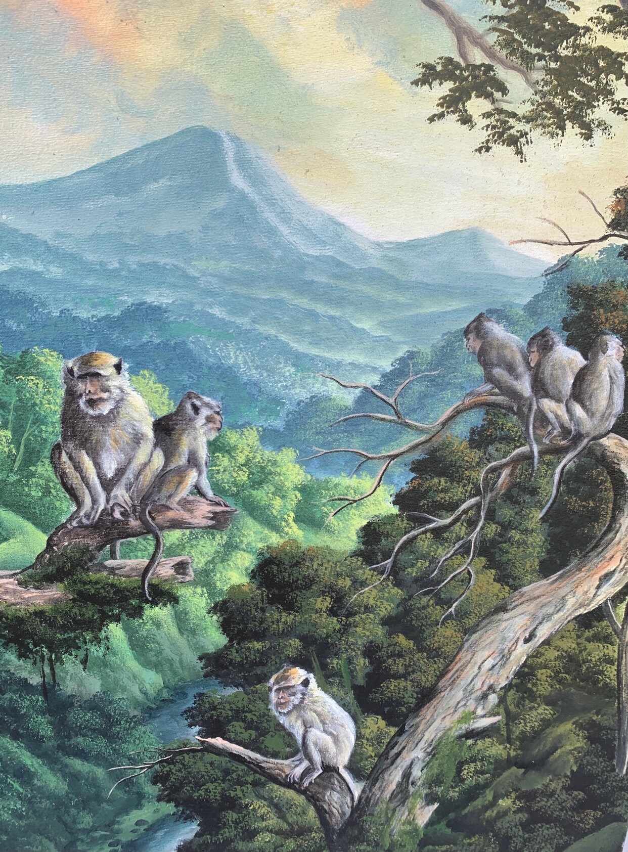Monkeys and Tropical Jungle Painting Monkey Wall Art - Etsy