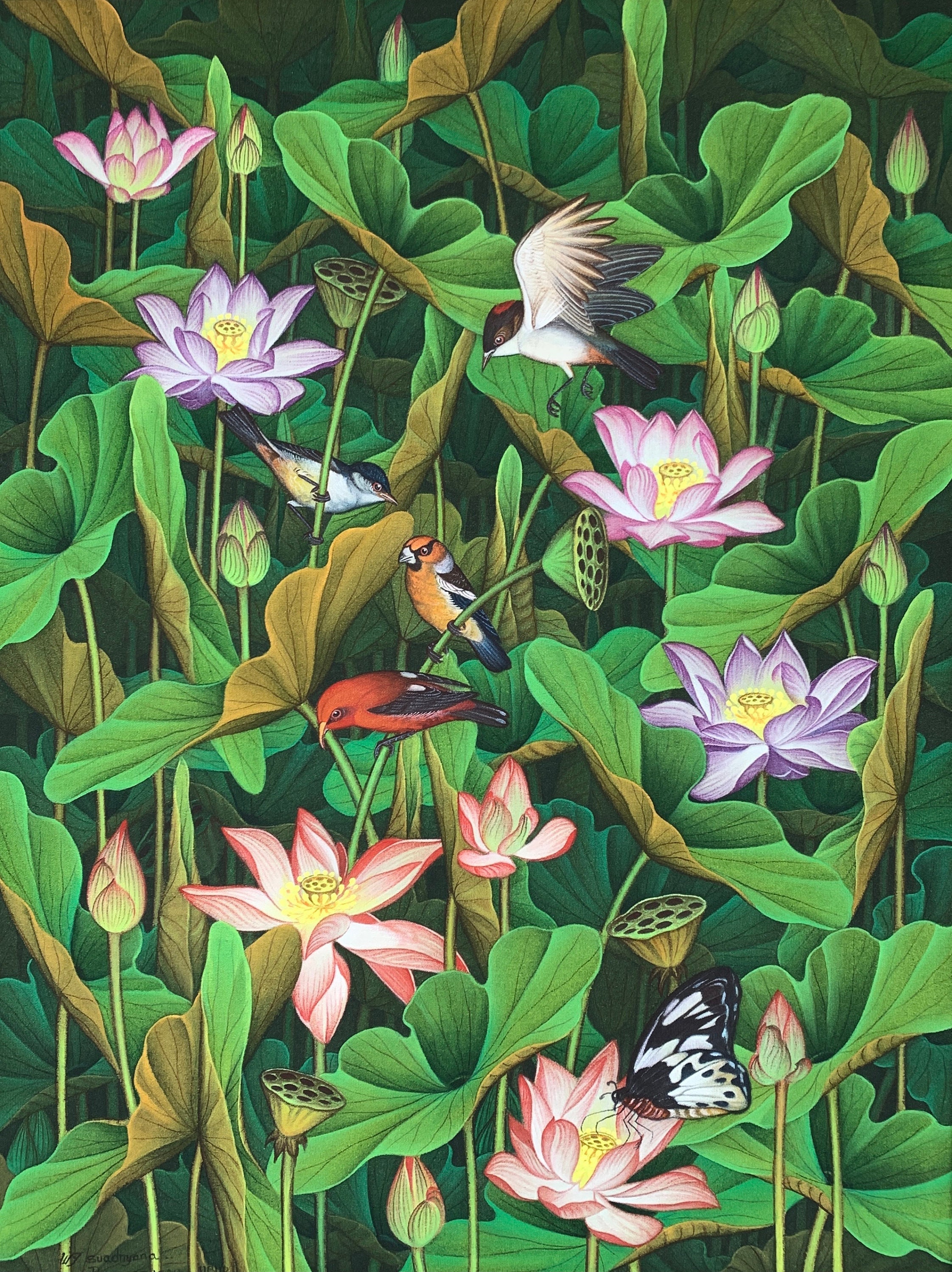 Purple Lotus Flower Painting