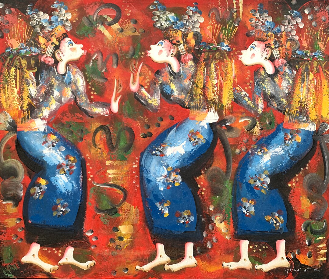 Puspanjali Dance 120x100 on Canvas Original Painting Bali - Etsy