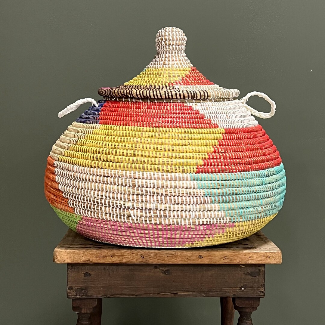 Rainbow Round Handmade Baskets Woven Baskets Woven Storage Round ...