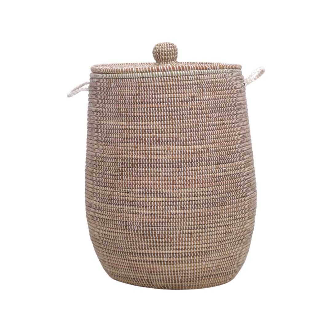 Large Flat Lid African Handmade Storage Basket, Baskets With Lids ...