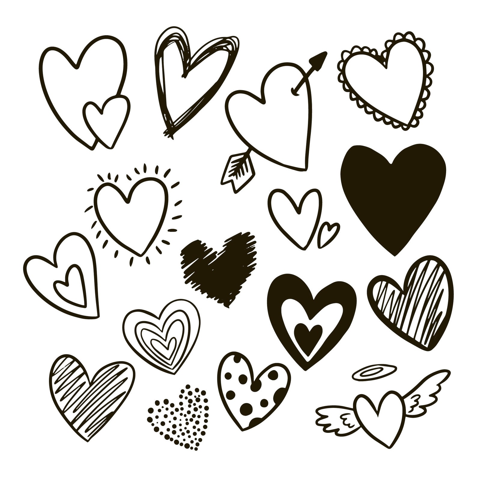 16 Hearts SVG BUNDLE - Heart Outline Cut File - Heart Clipart - Heart ...