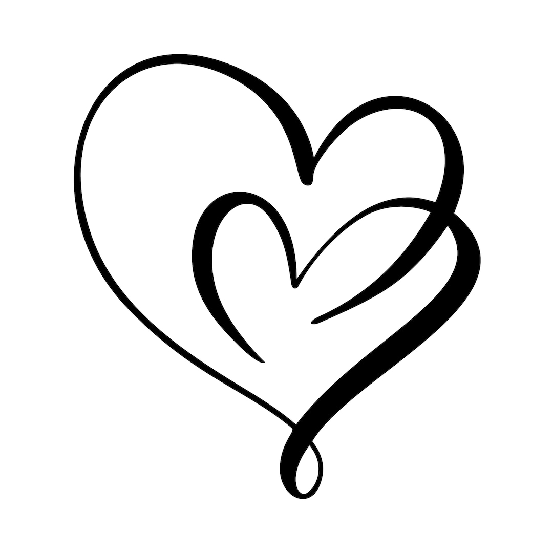 Double Heart PSD - Heart Outline Cut File - Heart Clipart - Heart Shape ...