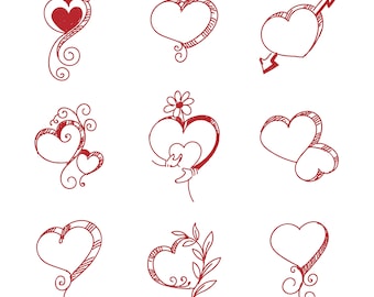 HEART Bundel SVG, HEART Doodle Svg, Heart Svg Cut Files for Cricut, Heart Clipart, Hand Drawn ...
