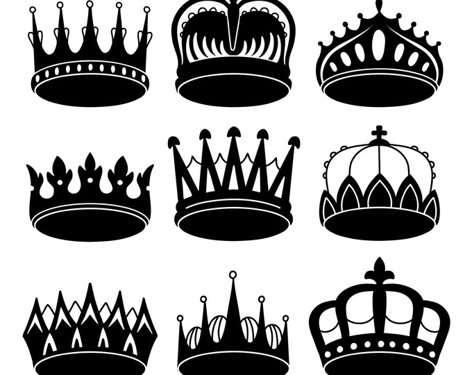 CROWN SVG BUNDLE, Crown Svg Archivo de corte, Queen Crown Svg, King ...