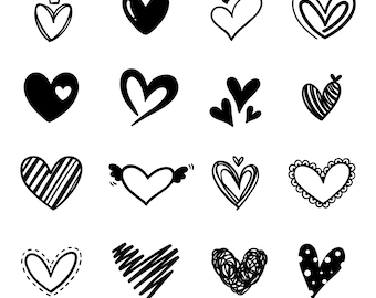 HEART Bundel SVG, HEART Doodle Svg, Heart Svg Cut Files for Cricut, Heart Clipart, Hand Drawn ...