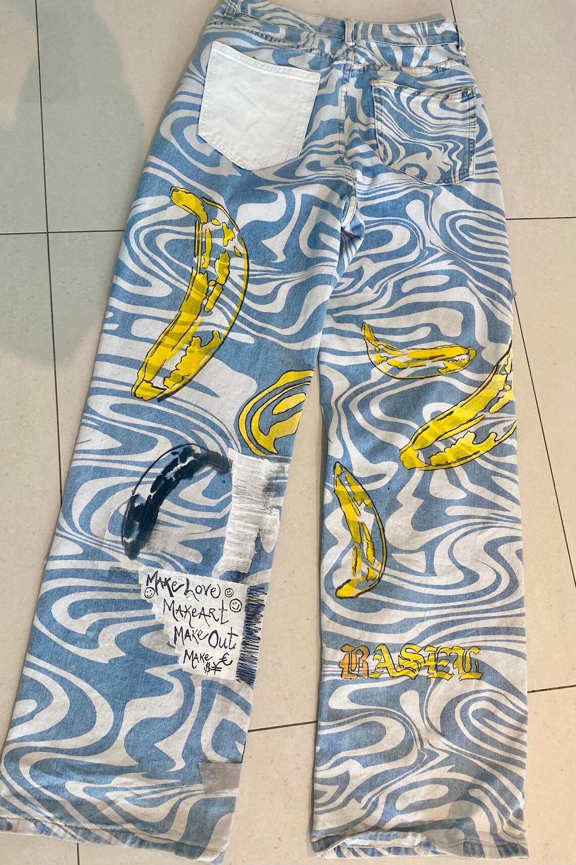Art Basel Banana Custom Jeans - Etsy
