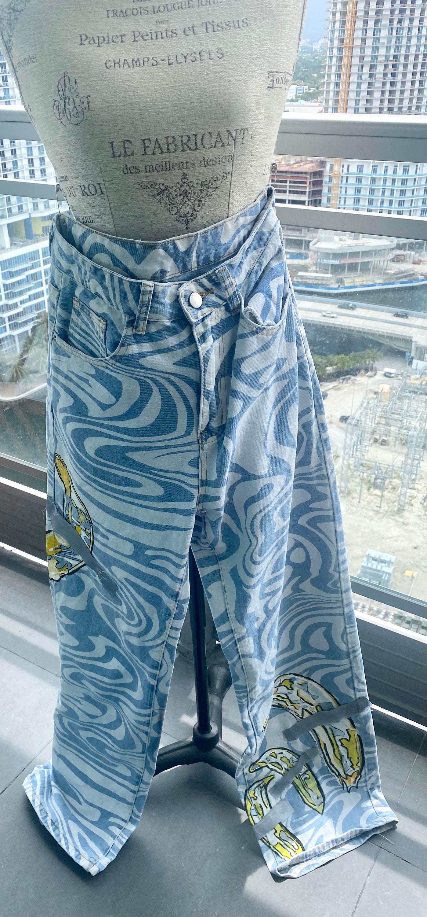 Art Basel Banana Custom Jeans - Etsy