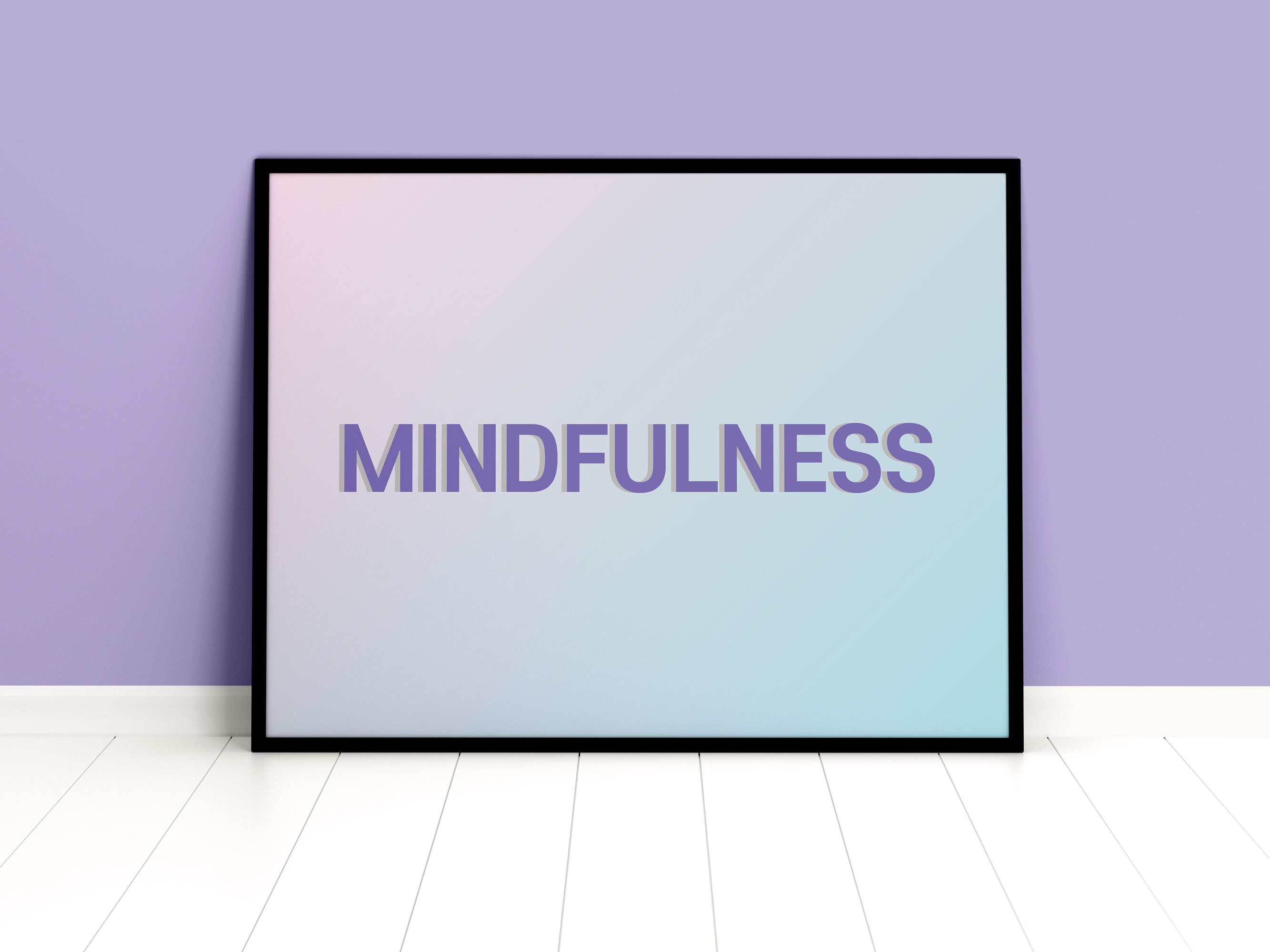 Mindfulness Graphic Design, Printable Art, Typography Blue Pink ...