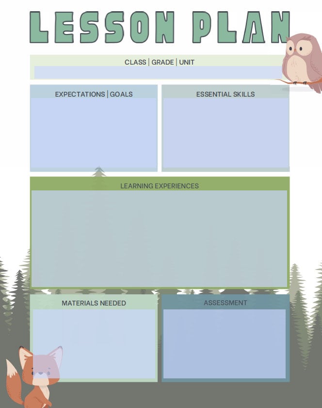 Forest Themed Lesson Plan - Etsy