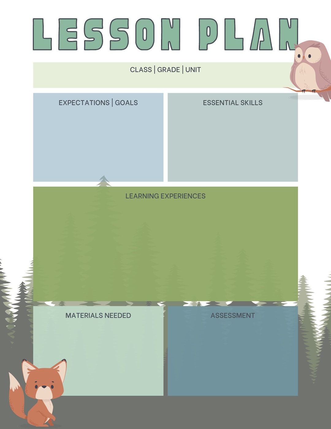 Forest Themed Lesson Plan - Etsy