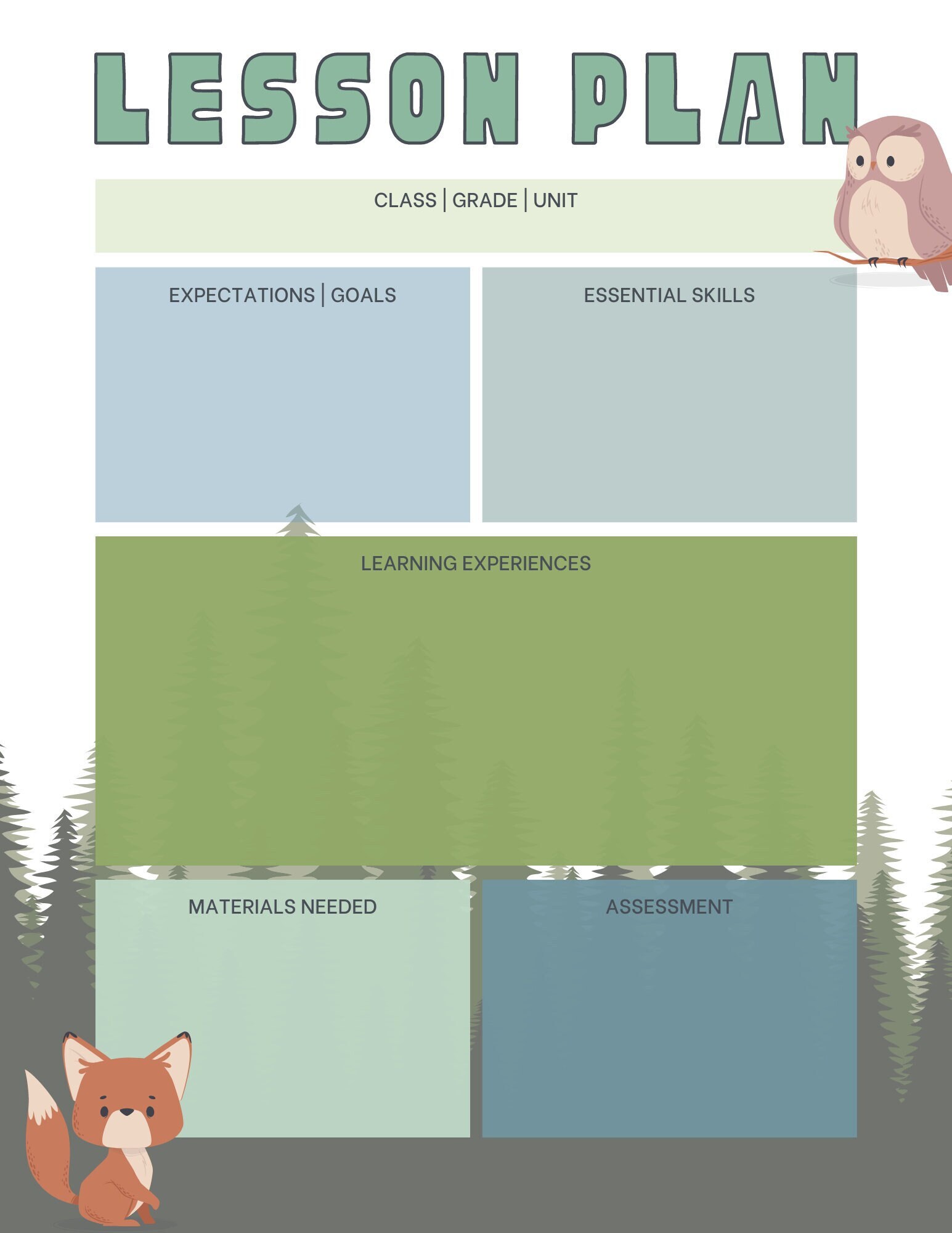 Forest Themed Lesson Plan - Etsy