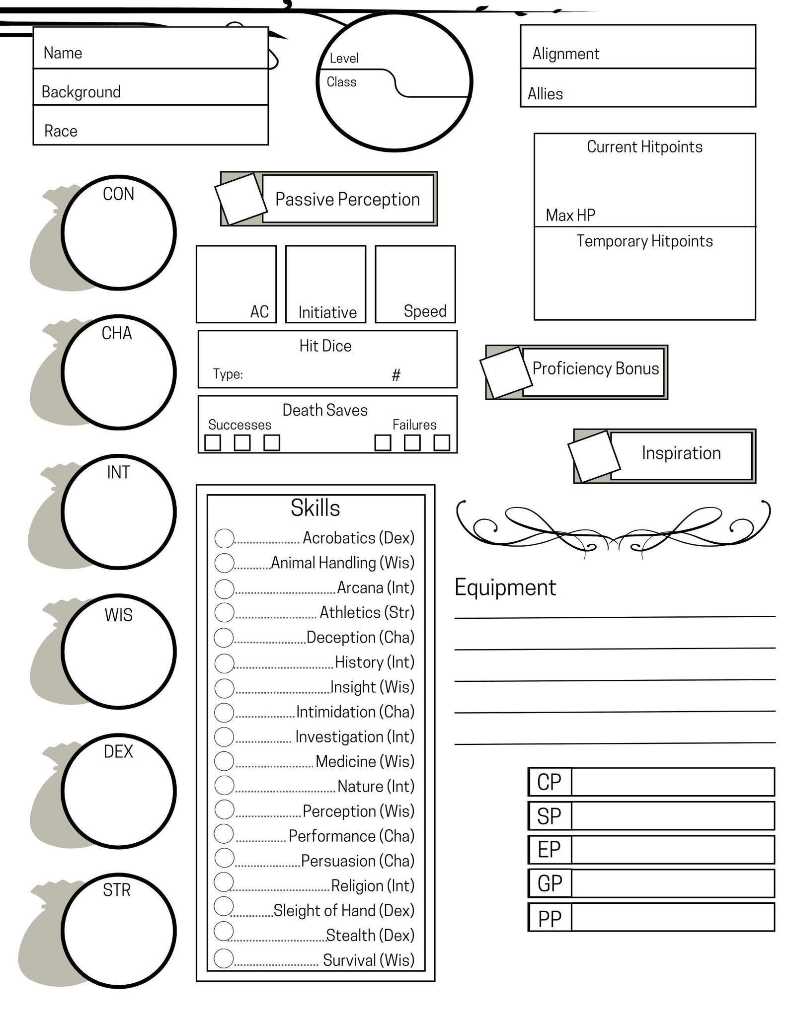 PDF Fillable Dungeons and Dragons Character Sheet - Etsy