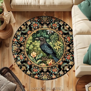 Cozy Aesthetic Crow Rug | Witchy Bedroom Decor William Morris Inspired ...