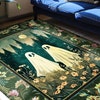 Woodland Ghost Couple Rug Spooky Dark Forest Whimsical Floral Decor ...
