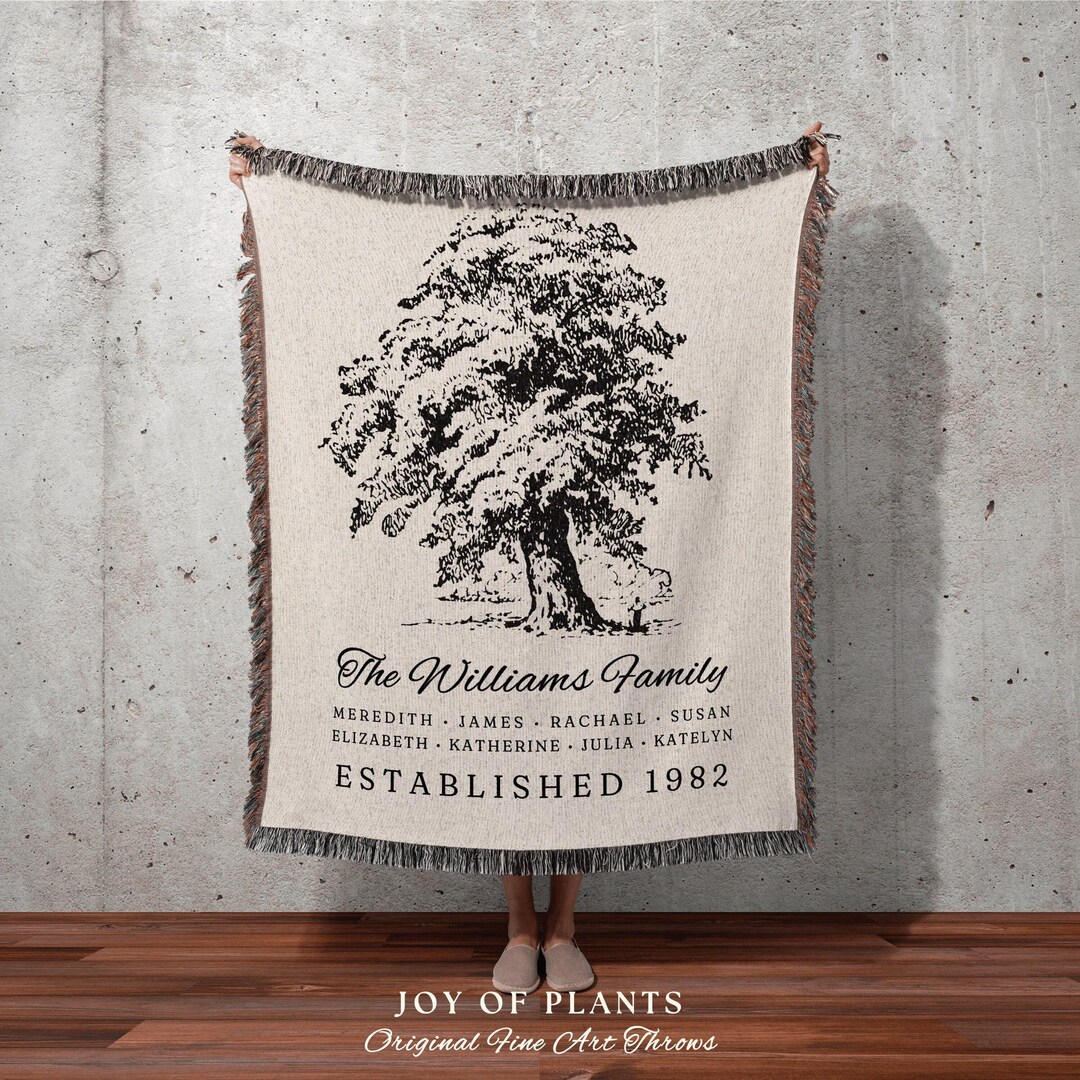 Personalized Family Tree Tapestry Woven | Family Tree Blanket Custom ...