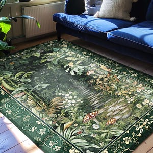 Soft Green Woodland Area Rug for Bedroom | Fairycore Woodland Nature ...