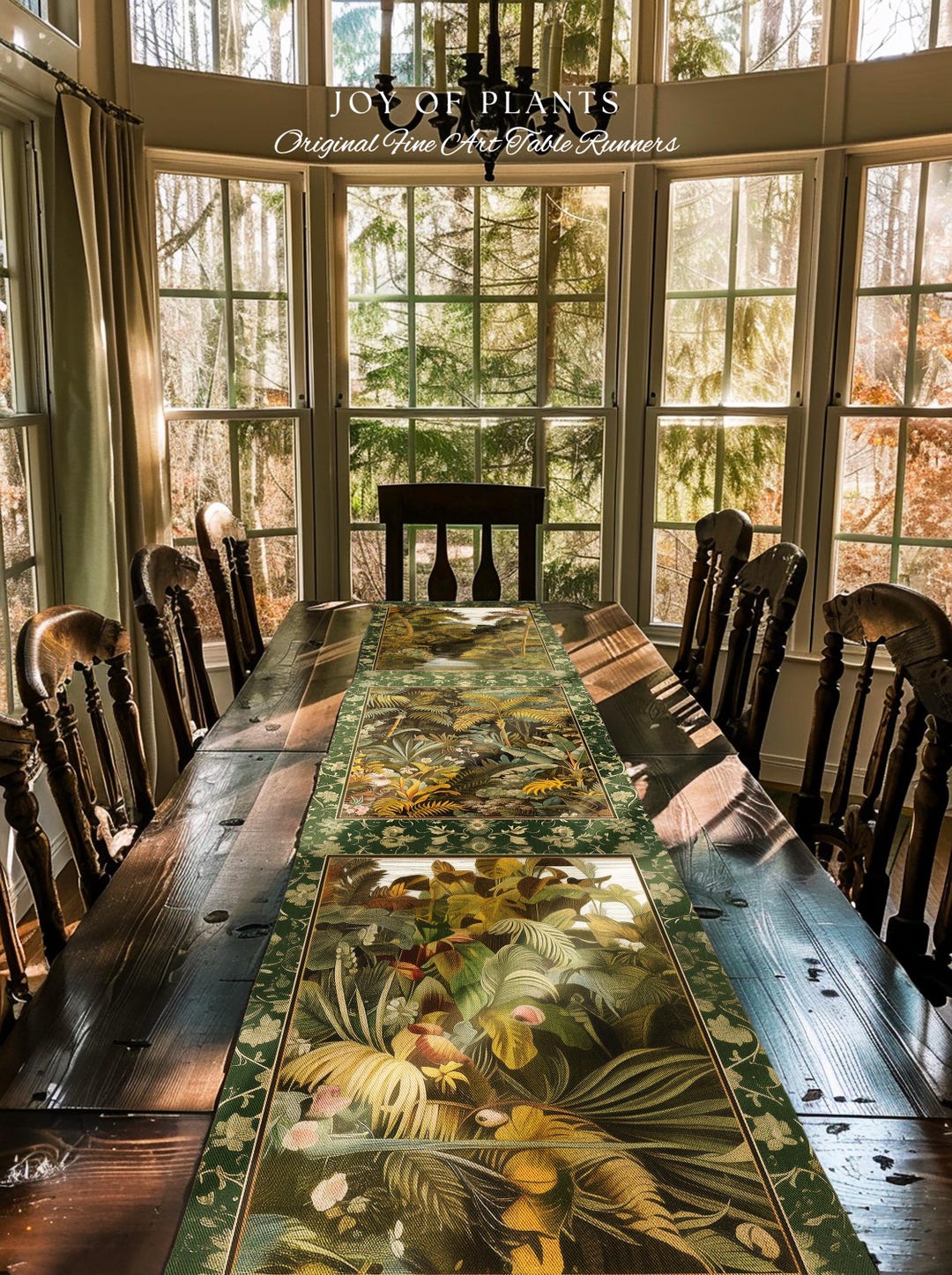 Maximalist Botanical Jungle Table Runner | Exotic Leaf Tropical Nature ...