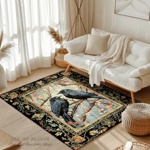 Woodland Fairycore Raven Whimsigoth Rug Victorian Gothic Decor ...
