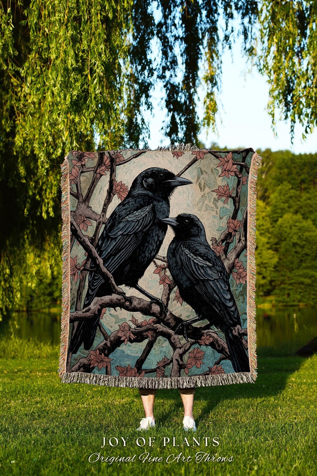 Dark Academia Raven Blanket Goth Aesthetic Crowcore Throw Blanket Woven ...