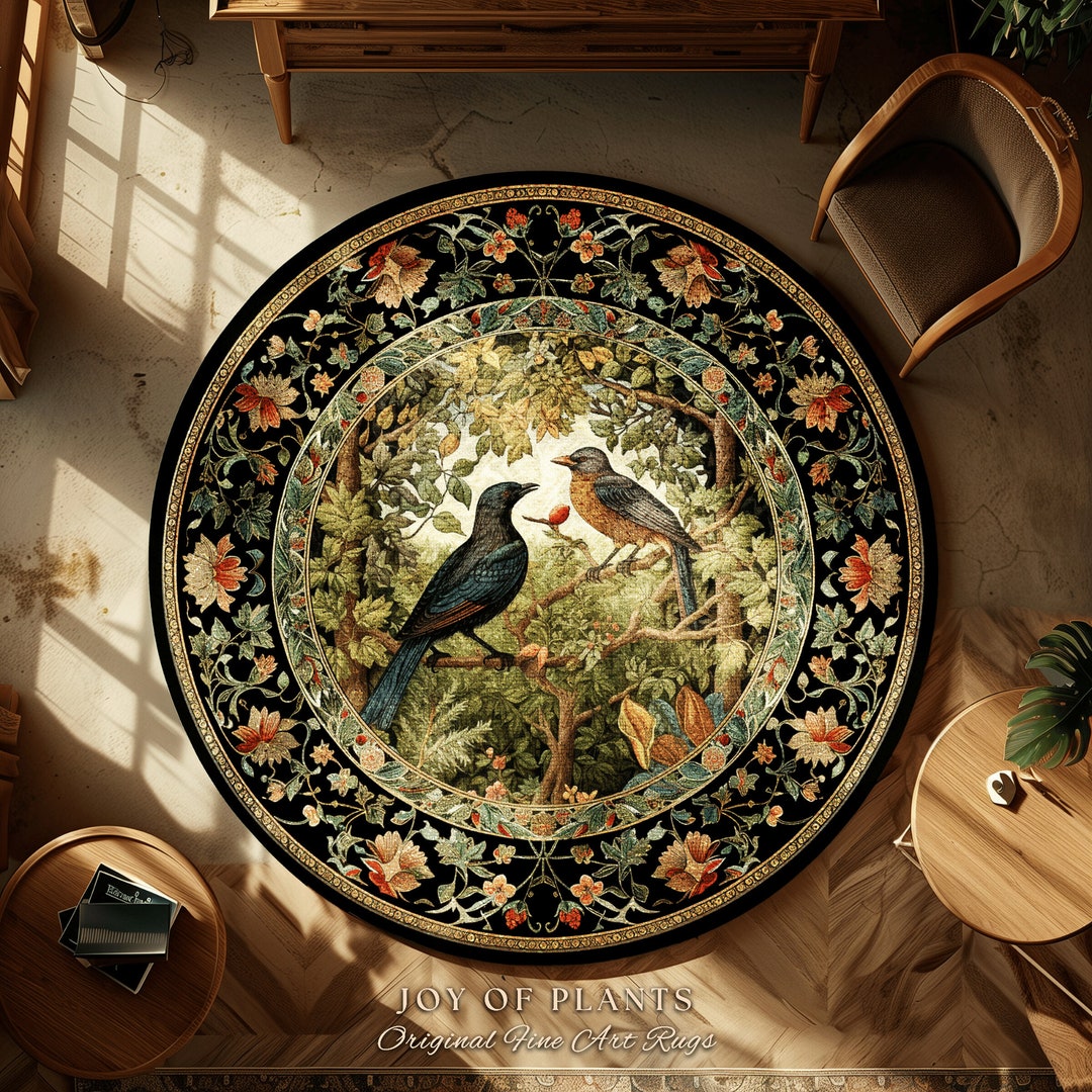 Woodland Birds Cottagecore Rug Crowcore Bedroom Decor William Morris ...
